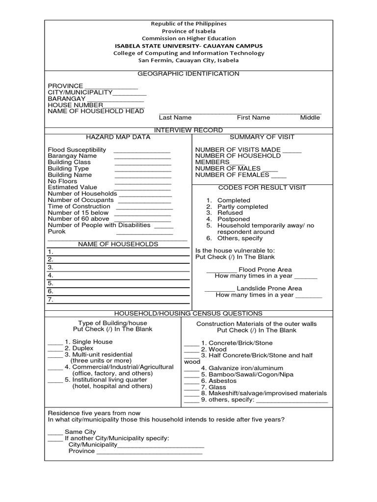 Mapping Survey Form | PDF | Economic Sectors | Nature