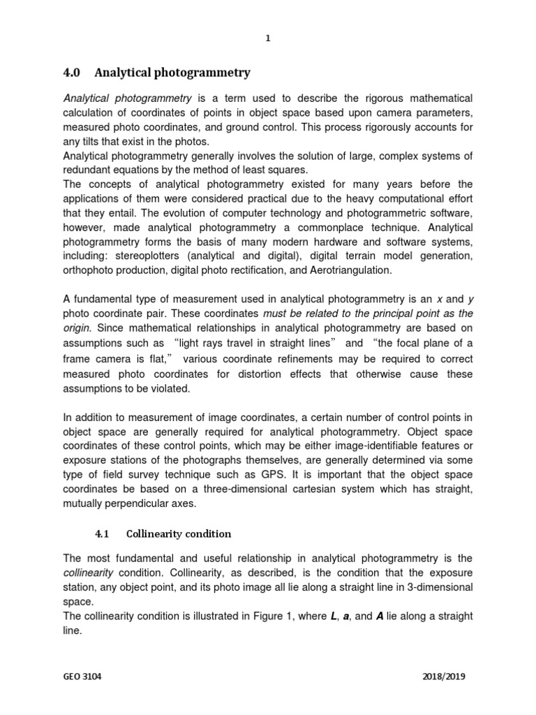 Chapter 4-Analytical Photogrammetry PDF | Download Free PDF | Geometry ... Chapter 4-Analytical Photogrammetry PDF | Download Free PDF | Geometry ...