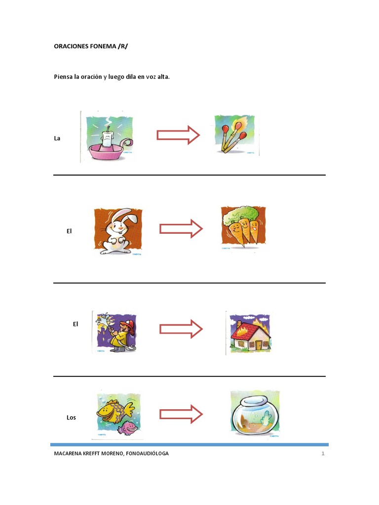 Oraciones Con Palabras Fonema R PDF | PDF