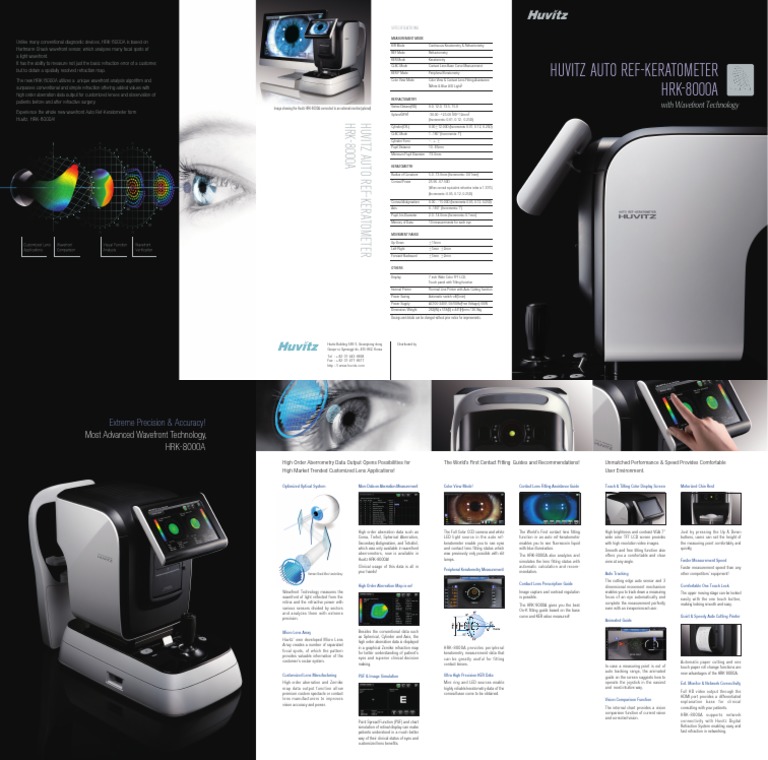 Huvitz Auto Ref-Keratometer HRK-8000A: With Wavefront Technology | PDF | Lens (Optics) | Eye
