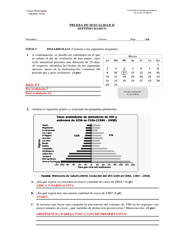 Pauta Prueba Septimo | PDF | Menstruación | Ciclo menstrual