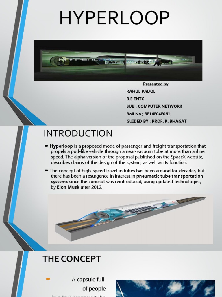 Hyperloop: Presented by Rahul Padol B.E Entc Sub: Computer Network Roll No BE16F04F061 Guided By ...