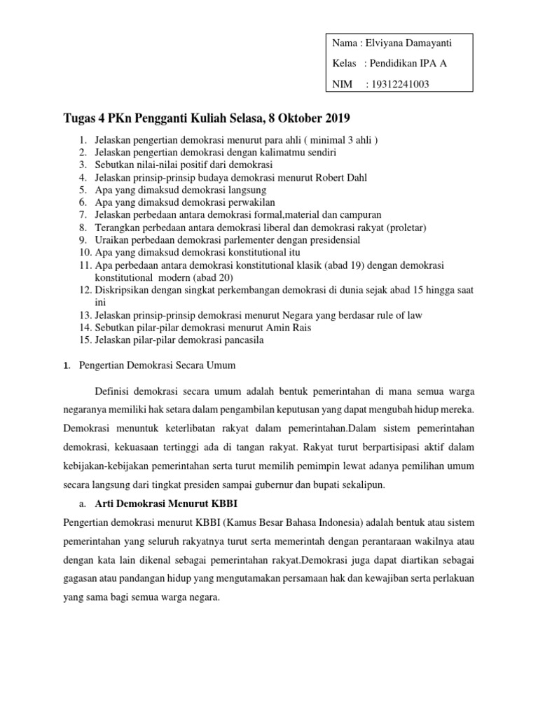 Tugas 4 PKN Pengganti Kuliah PDF | PDF