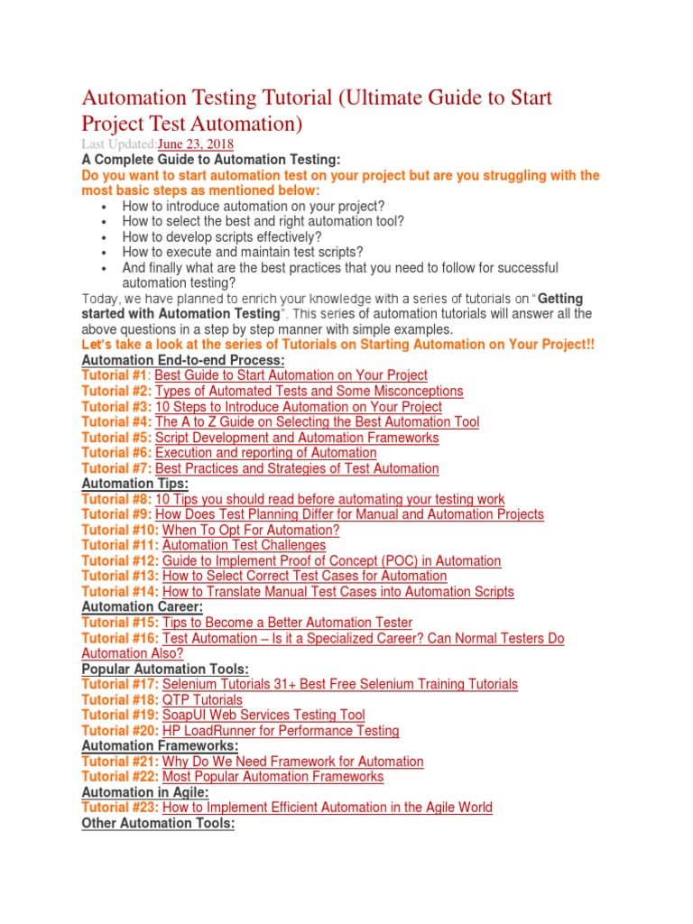 Automation Testing Tutorial | PDF | Selenium (Software) | Software Testing Automation Testing Tutorial | PDF | Selenium (Software) | Software Testing
