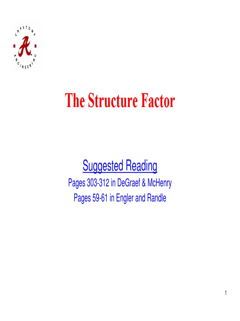 The Structure Factor The Structure Factor: Suggested Reading | PDF ...