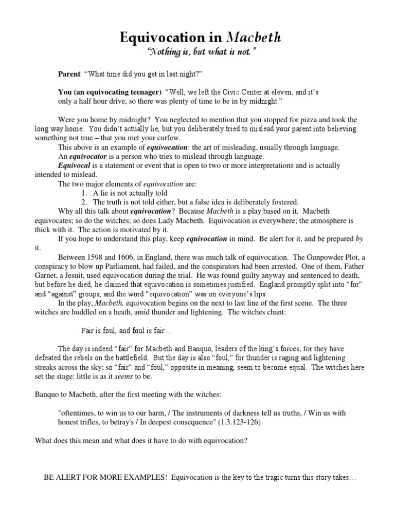 Understanding Equivocation in Macbeth | PDF | Macbeth | Violence