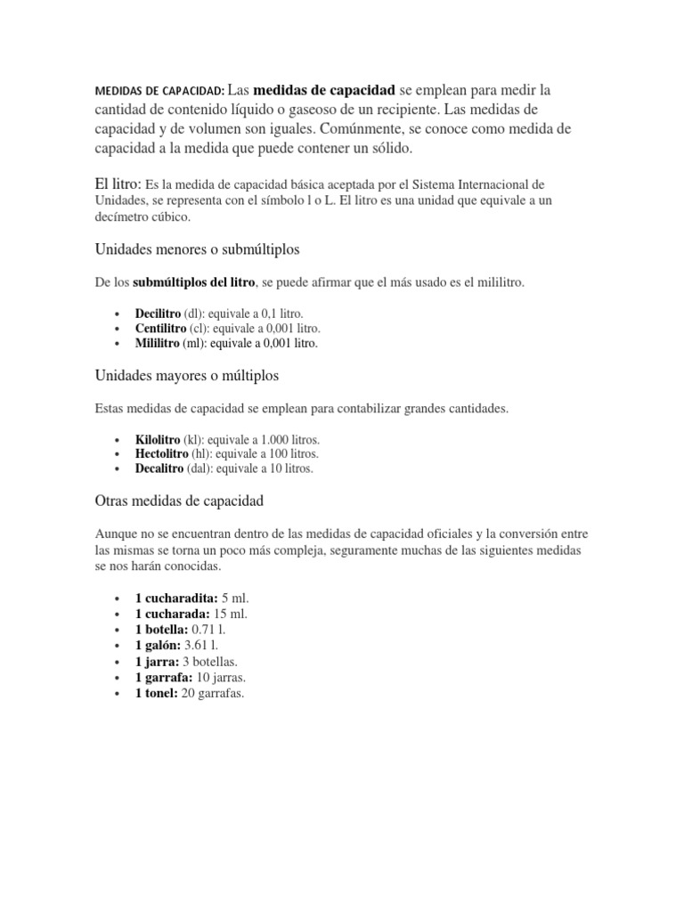 Medidas de Capacidad | PDF