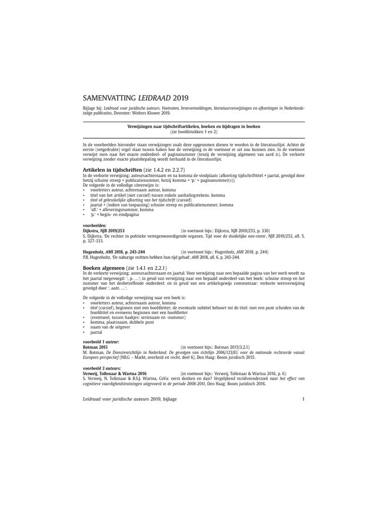 Samenvatting Leidraad 2019 | PDF