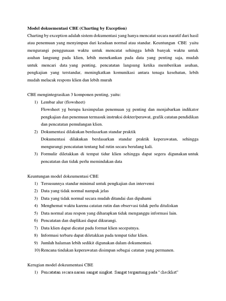 Model Dokuementasi CBE | PDF | Teknologi & Rekayasa