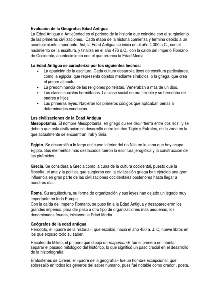 Evolución De La Geografía Pdf Historia Antigua Mundo Occidental
