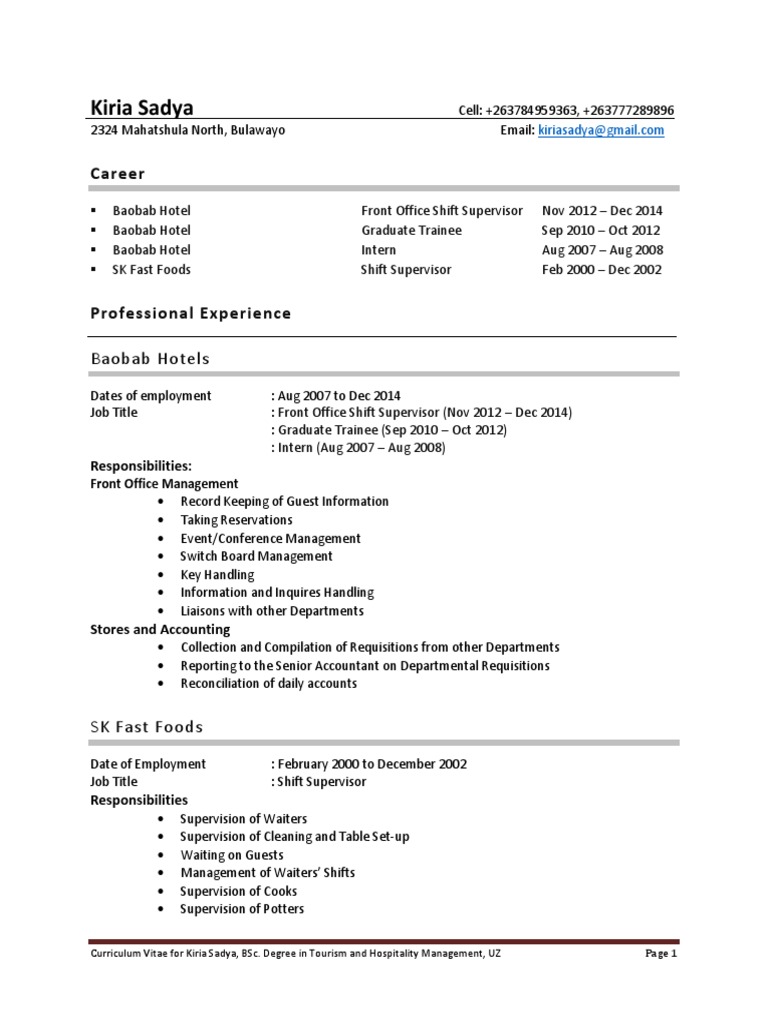 Curriculum Vitae | PDF | Zimbabwe | Business