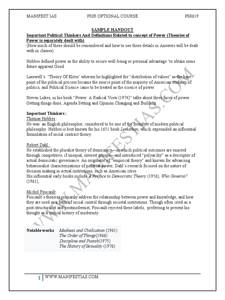 Evolution of the Concept of Power in Political Science: Key Thinkers ...