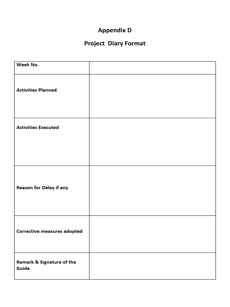 Project Diary Format | PDF