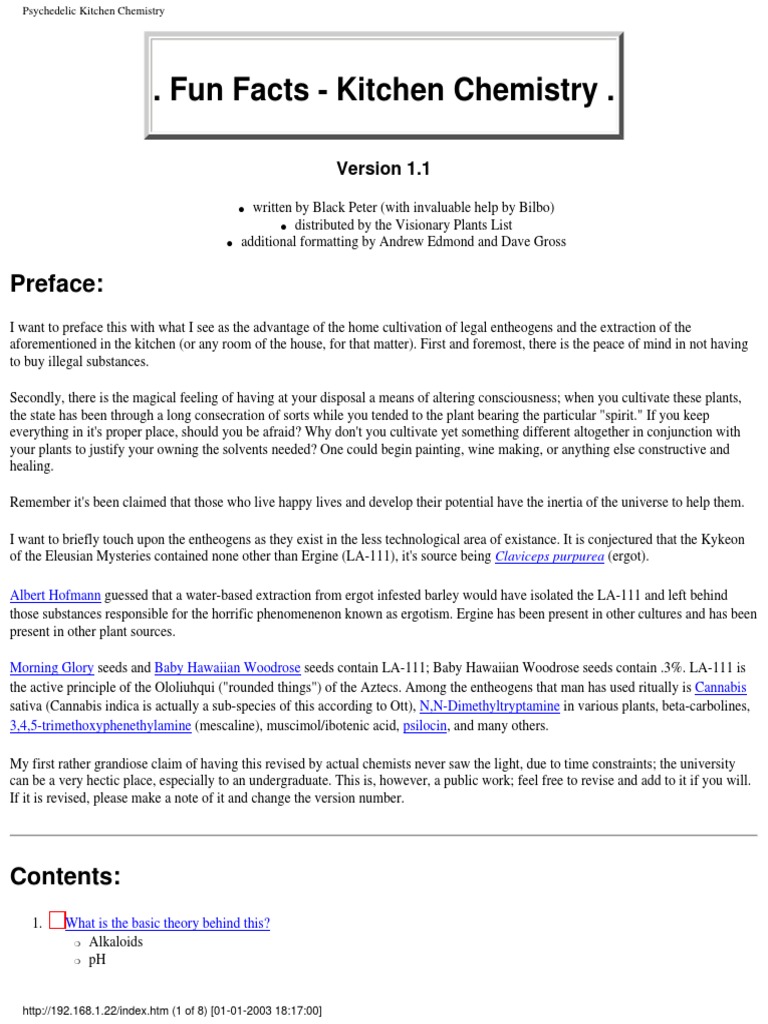 (Ebook) (Drugs) (Psychedelic Kitchen Chemistry) PDF | PDF | Alkaloid ...