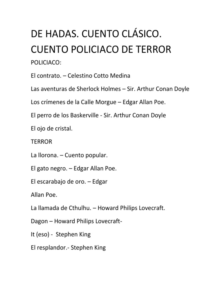 Cuentos de Terror y Hadas en Literatura | PDF | Ficción general
