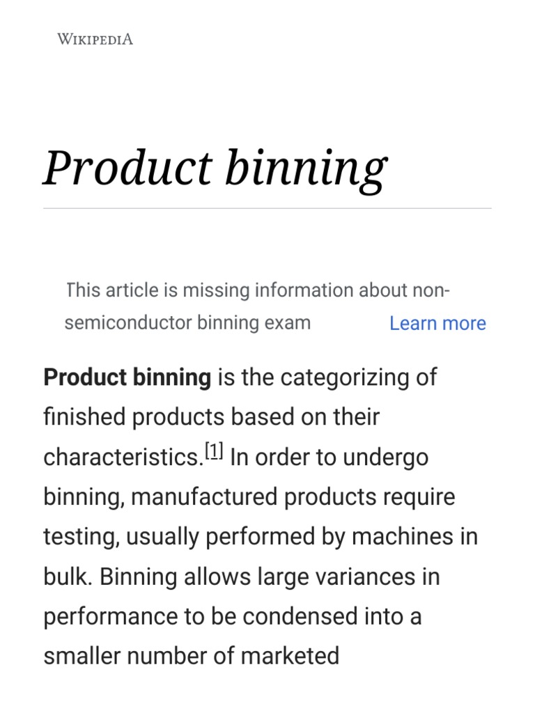 Product Binning Is The Categorizing of | PDF | Electronic Design ...