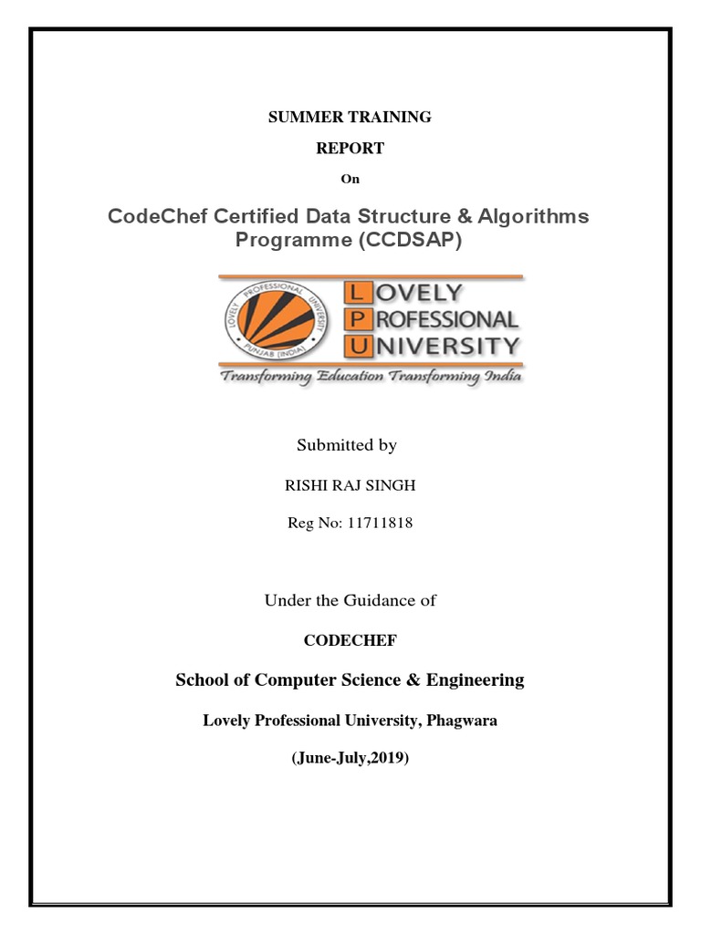 Codechef Certified Data Structure & Algorithms Programme (Ccdsap) | PDF