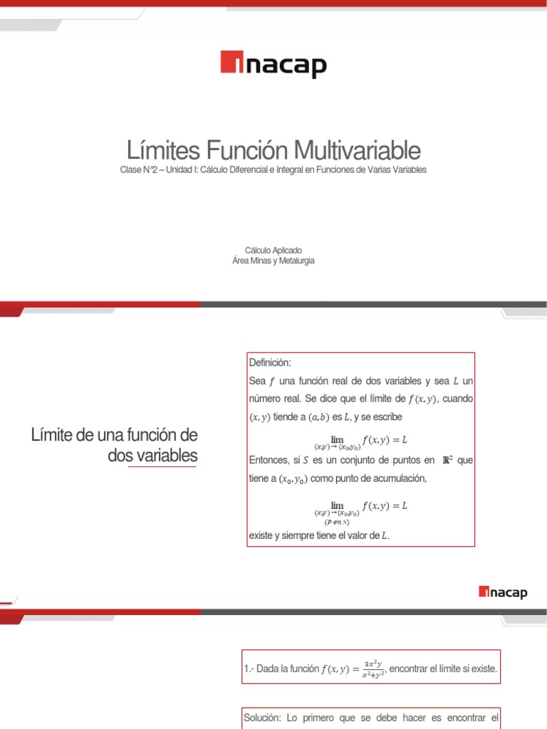 Limites Funcion Multivariable INACAP | PDF | Límite (Matemáticas ...