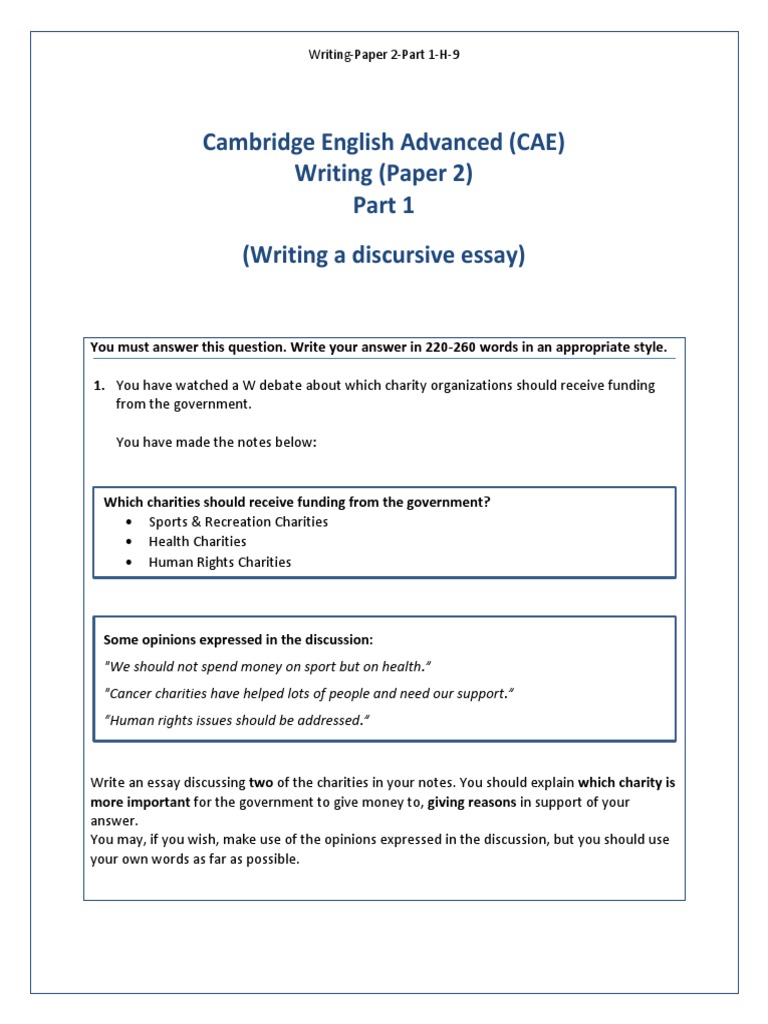 Writing Paper 2 Part 1 H 9 Answer | PDF | Essays | Wellness