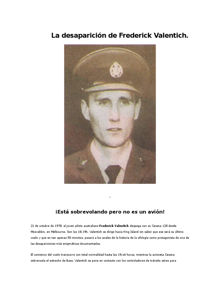 La misteriosa desaparición de Frederick Valentich | PDF | Aeronáutica ...