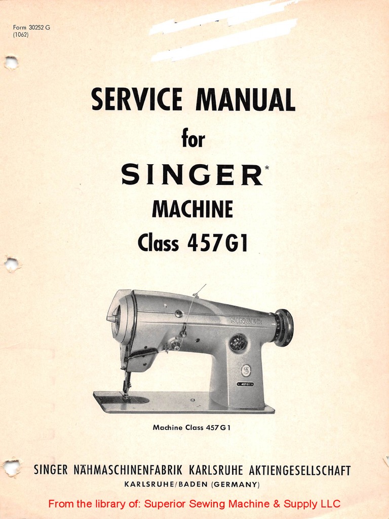 Singer 457G1 Service Manual | PDF | Sewing Machine | Belt (Mechanical)