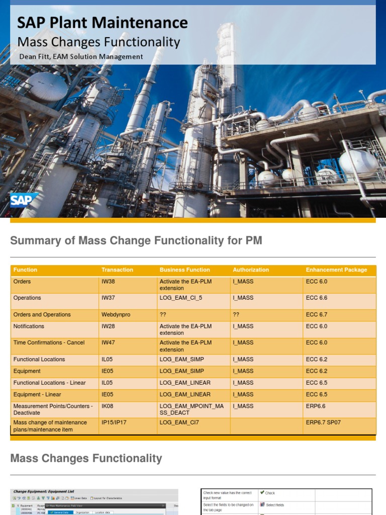 Mass Changes Functionality: SAP Plant Maintenance | Download Free PDF | Sap Se | Computing