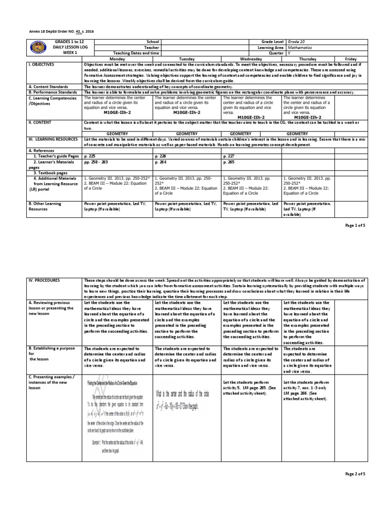 Annex 18 Deped Order No. 42, S. 2016 | Download Free PDF | Learning ...