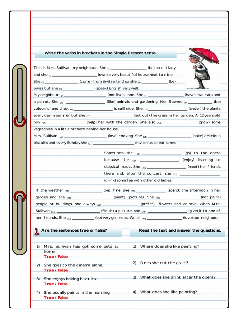 My Kind Neighbour Simple Present Grammar Guides Reading Comprehension ...