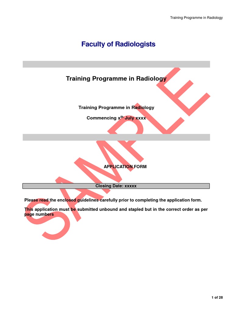 Sample Radiology Application Form | PDF | Postgraduate Education ...