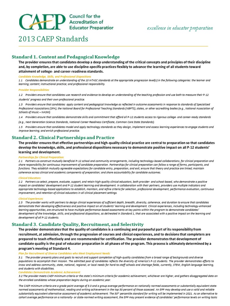 Caep Standards One Pager 0219 | Download Free PDF | Evidence Based ...