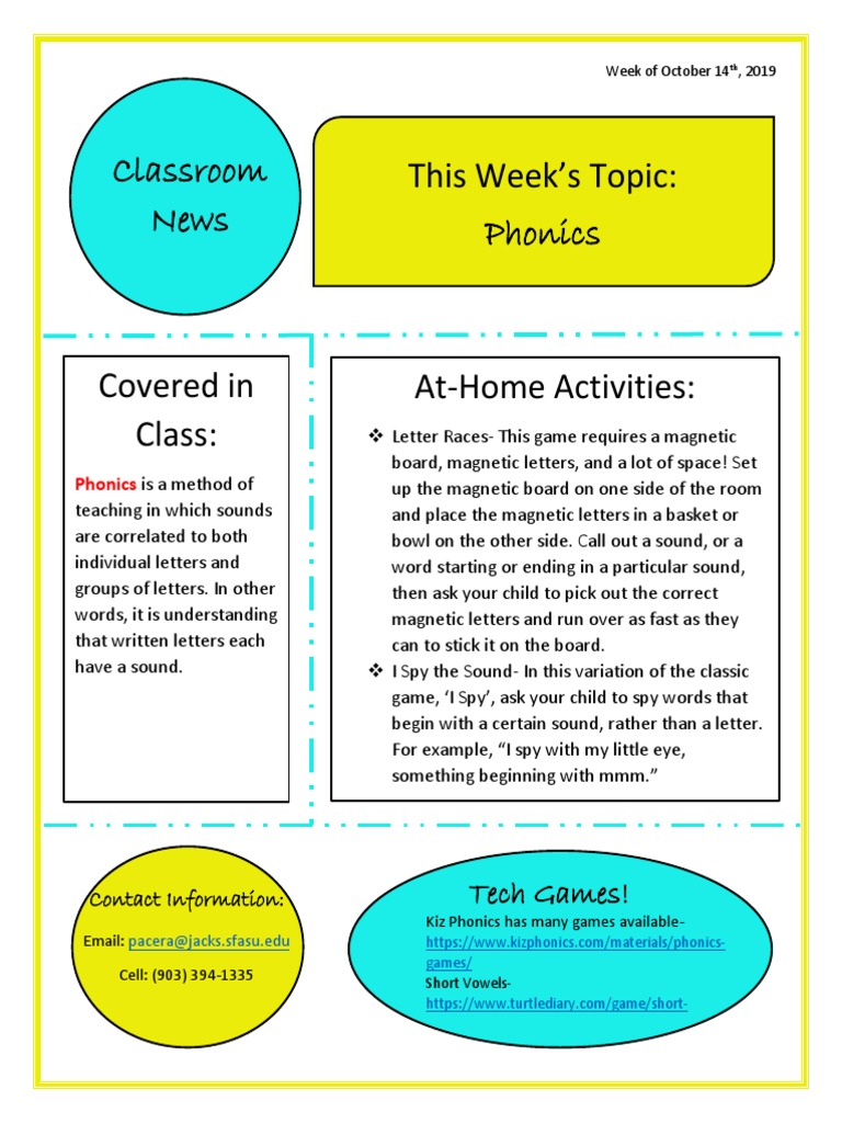 Phonics Newsletter | PDF | Language Arts & Discipline | General Fiction