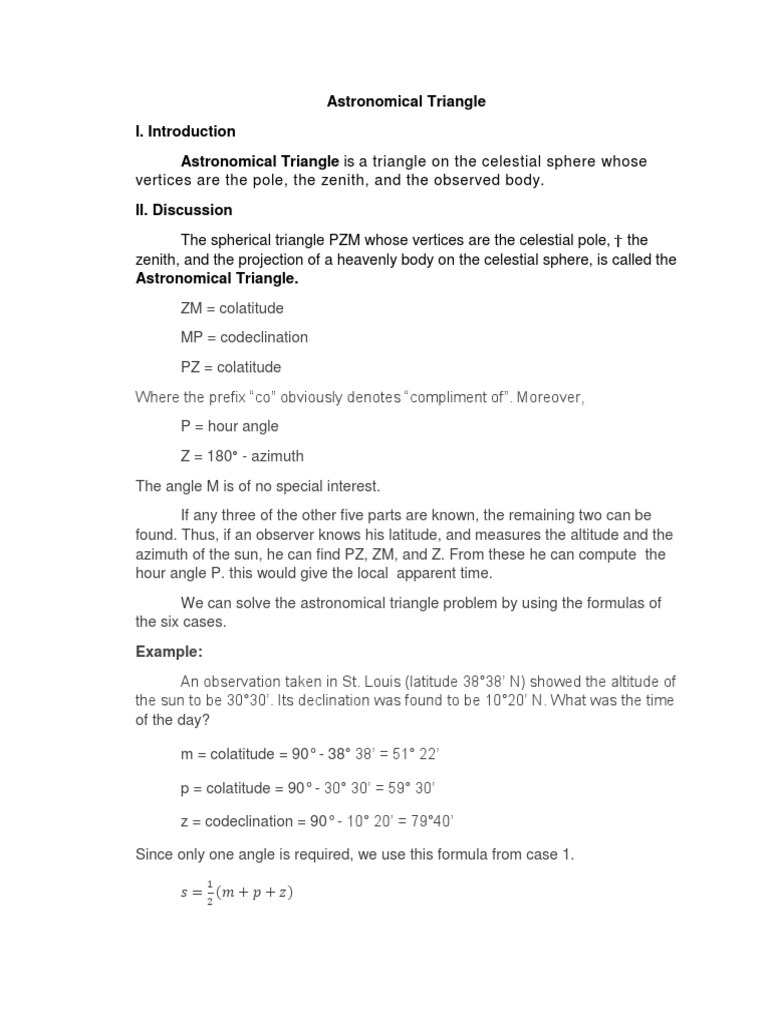 Vertices Are The Pole, The Zenith, and The Observed Body | PDF ...