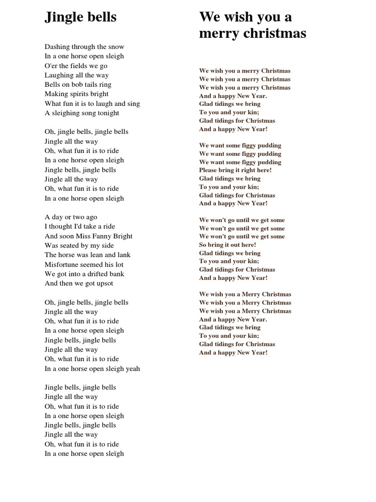 Jingle Bells We Wish You A Merry Christmas | PDF | Holiday Songs ...