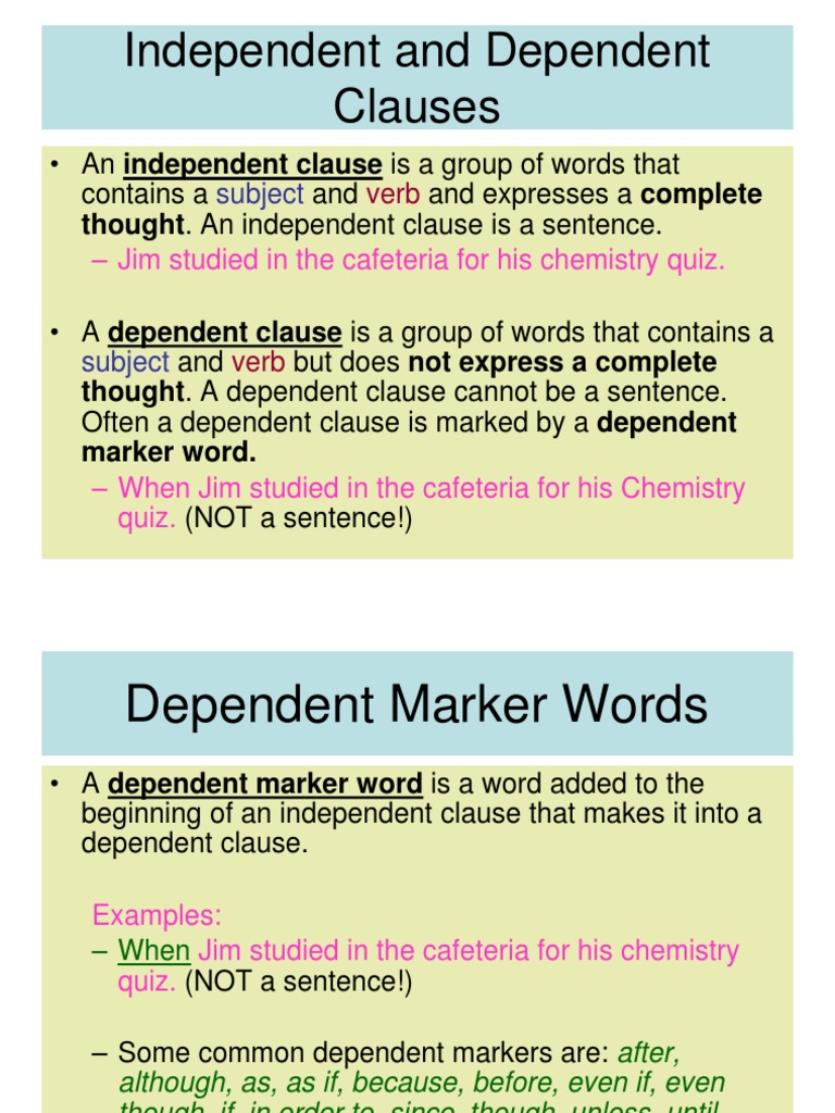 Independent and Dependent Clauses | PDF | Sentence (Linguistics) | Languages