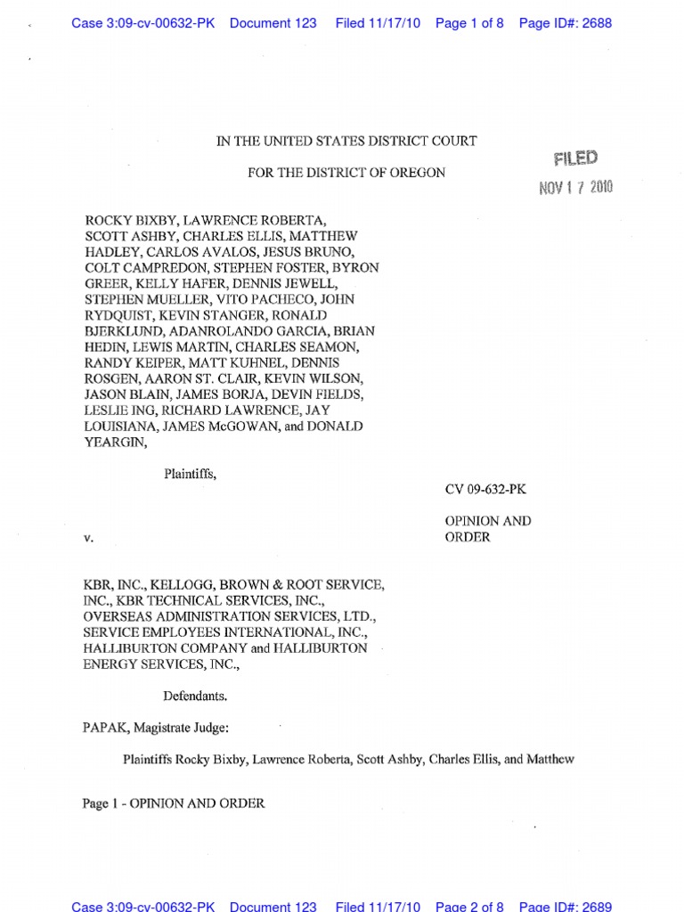 Order Compelling KBR Witness Timeline | PDF | Deposition (Law) | Witness