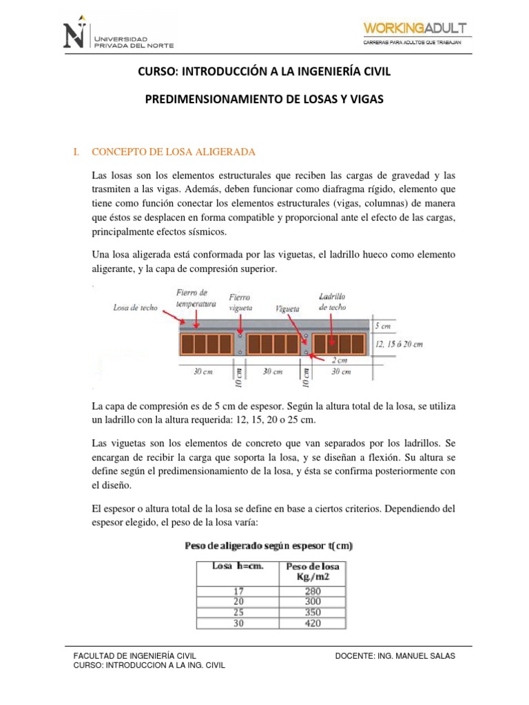 Predimensionamiento de Losas y Vigas en Concreto Armado | PDF | Hormigón | Science