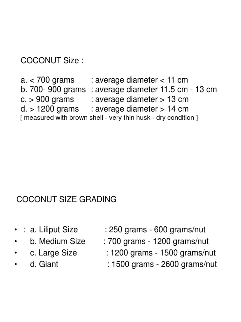 Coconut Size Grading Guide | PDF | Cooking, Food & Wine