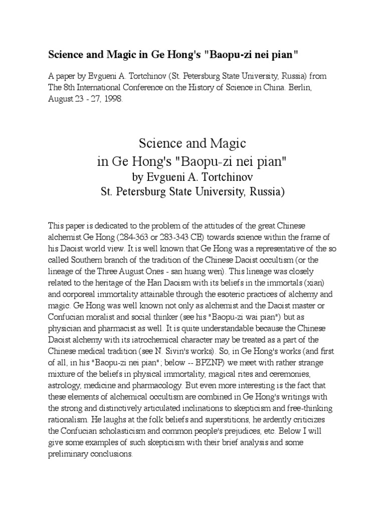 Ge Hong's Science and Daoist Alchemy | PDF | Alchemy | Rationalism