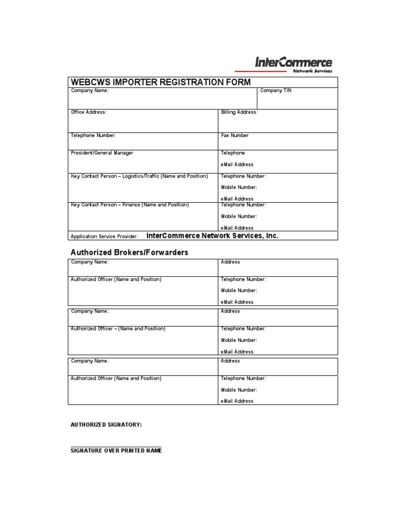 WebCWS Importer Registration Form | PDF | Government | Government ...