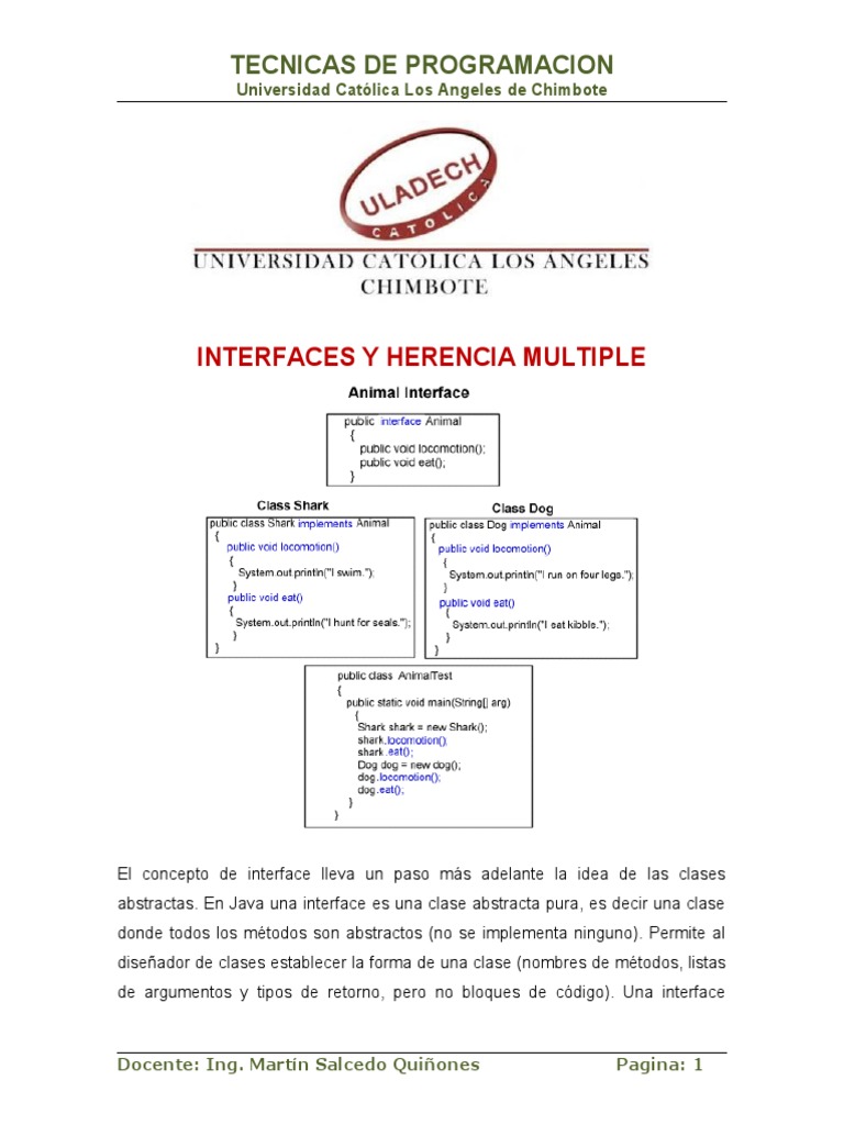 Sesion 11 Interfaces Herencia Multiple | PDF | Herencia (Programación ...