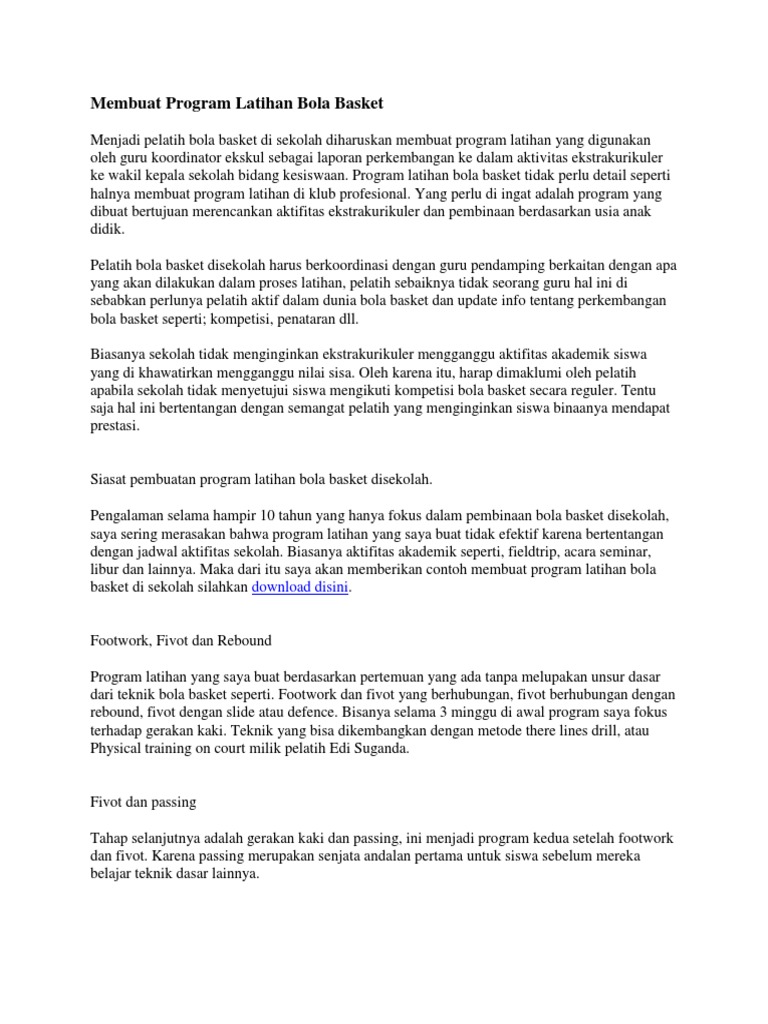 Membuat Program Latihan Bola Basket | PDF