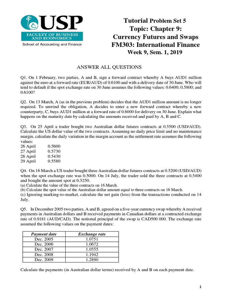 Currency Futures and Swaps Problem Set | PDF | Swap (Finance) | Futures ...