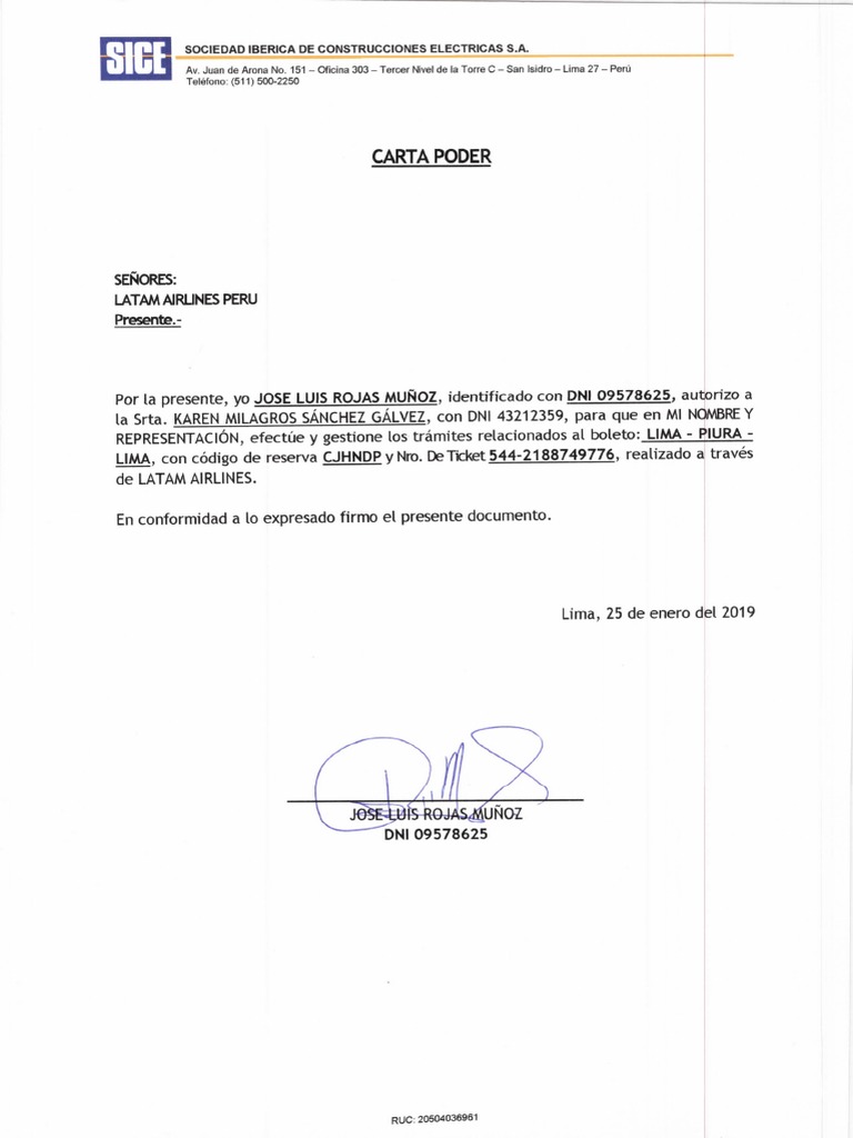 Modelo Carta Poder Peru | PDF