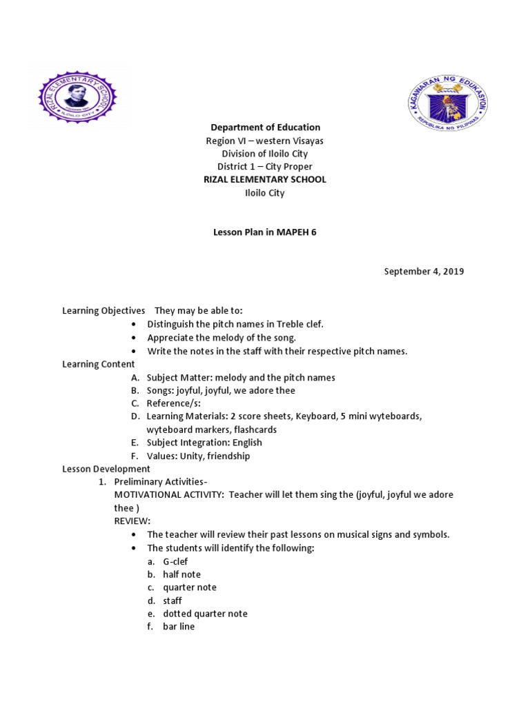 Mapeh Lesson Plan 1 | PDF | Teaching | Behavior Modification