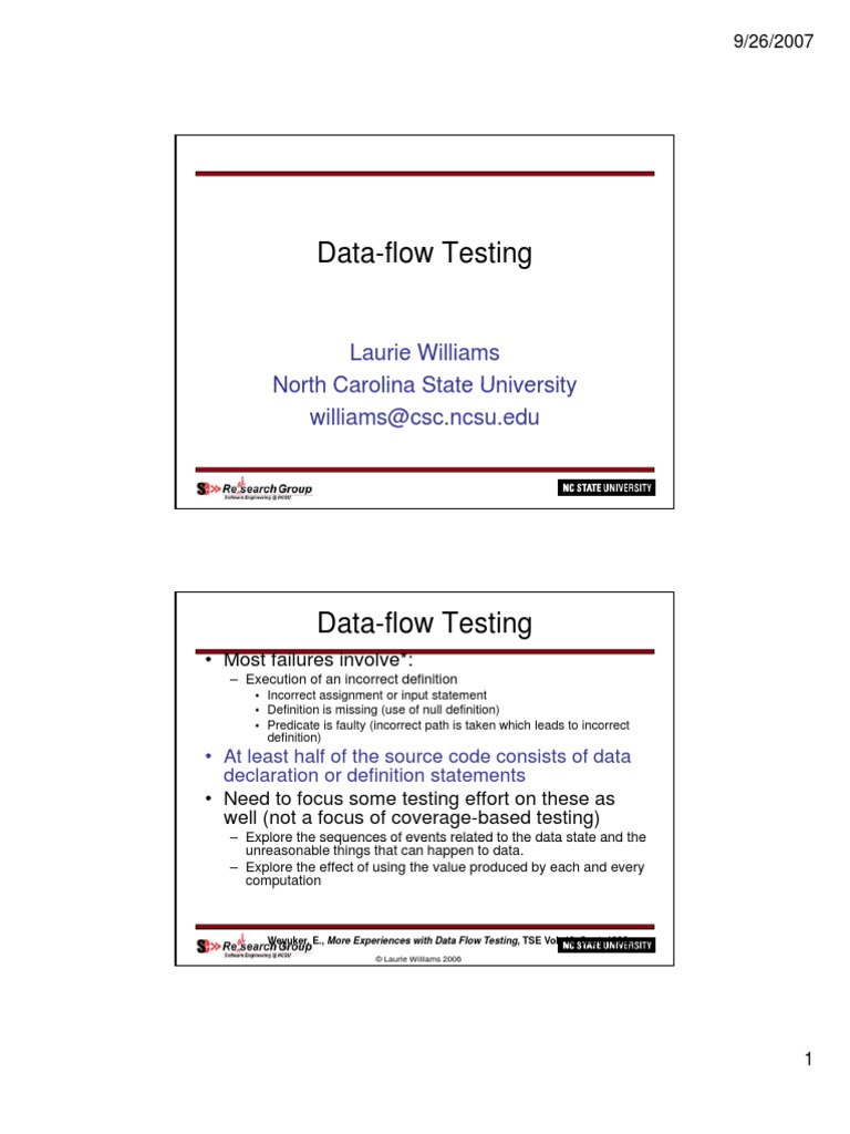 Data-Flow Testing Data Flow Testing | PDF | Control Flow | Variable ...