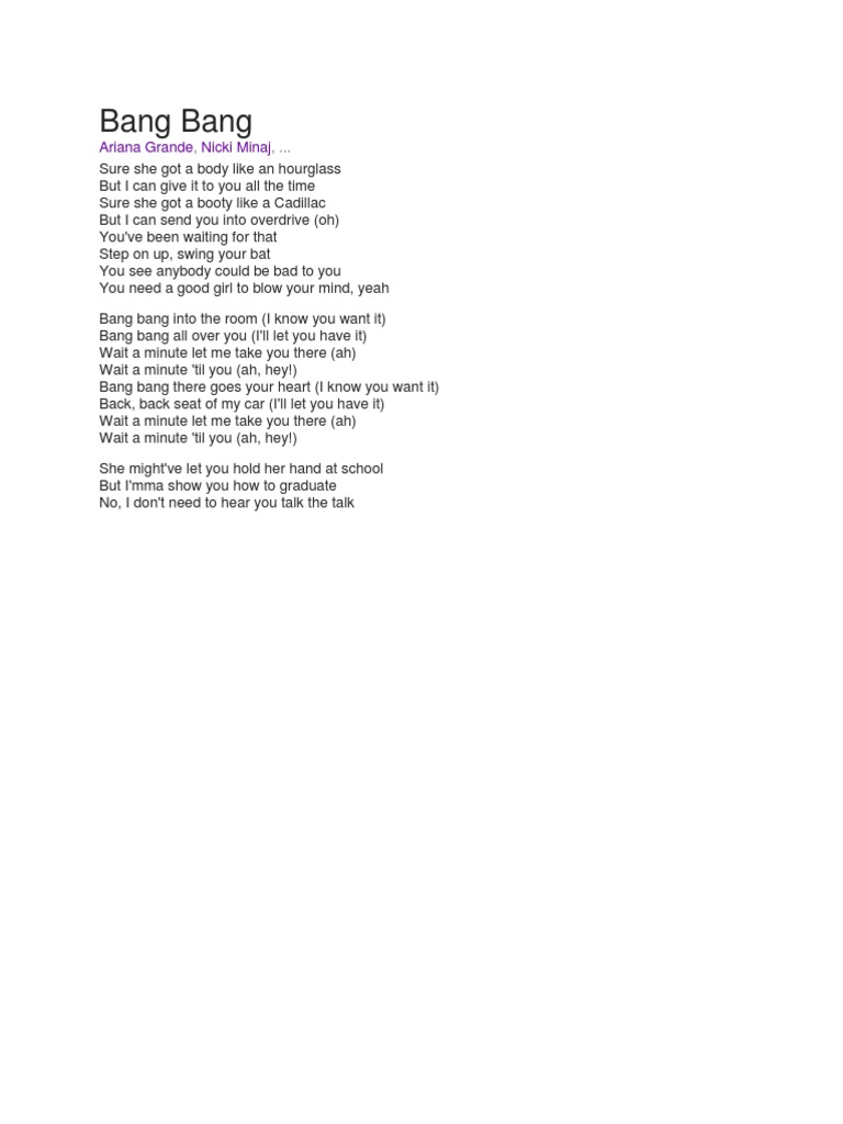 Bang Bang Lyrics | PDF