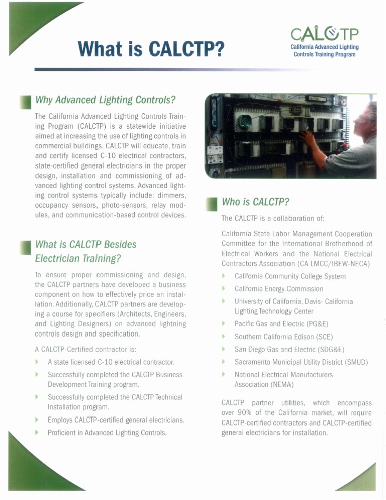 CALCTP: Advanced Lighting Controls Training | PDF | Electrician ...