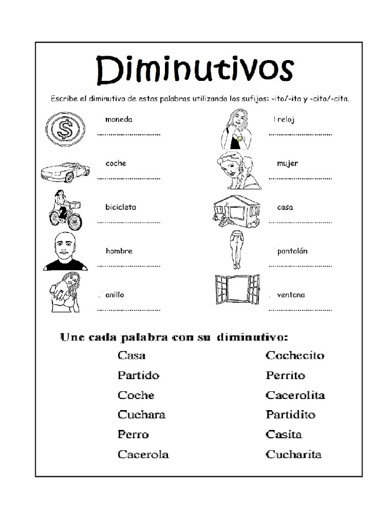Sufijos - Aumentativos y Diminutivos | PDF