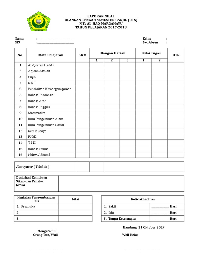 Contoh Format Raport | PDF