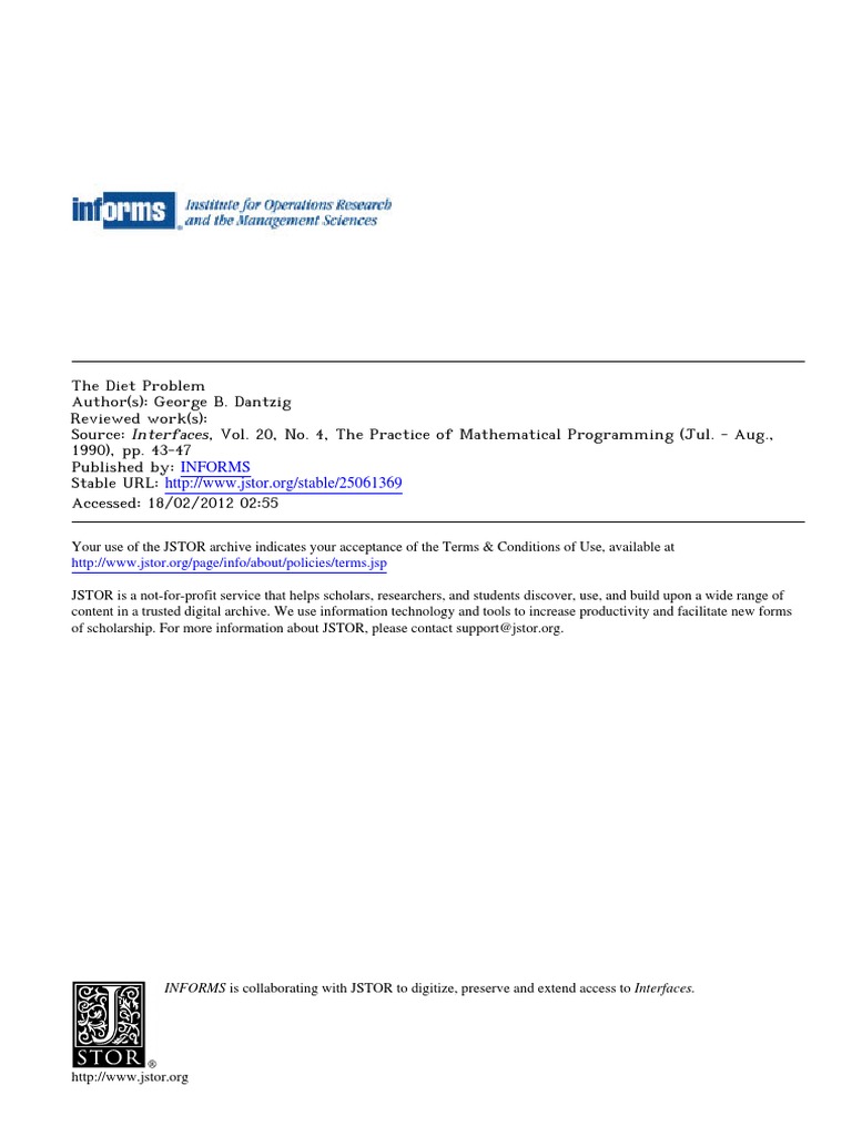 Informs: INFORMS Is Collaborating With JSTOR To Digitize, Preserve and ...